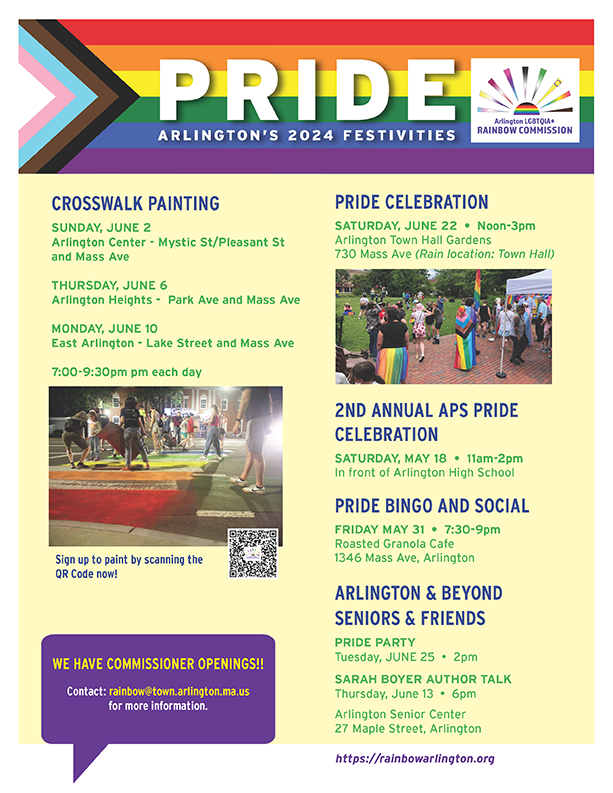 LGBTQIA+ Pride in Arlington 2024 – Arlington, MA Rainbow Commission